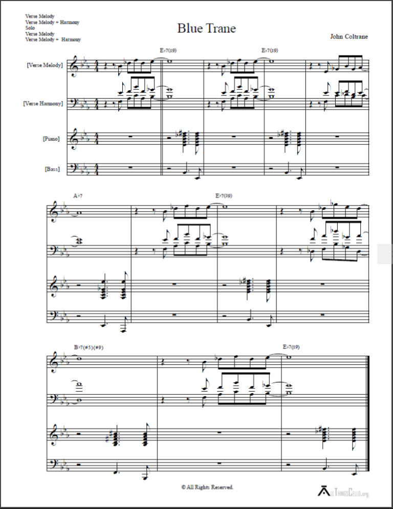 Blue Trane - John Coltrane - Original Key of Eb Major – Sheet Music ...